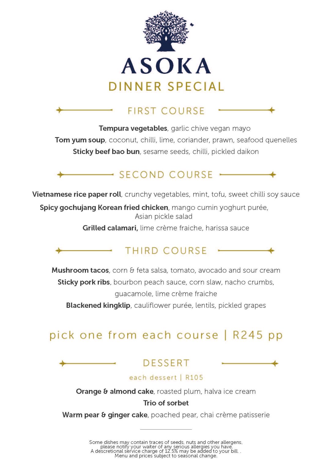 Menu – ASOKA Restaurant, Bar & Lounge