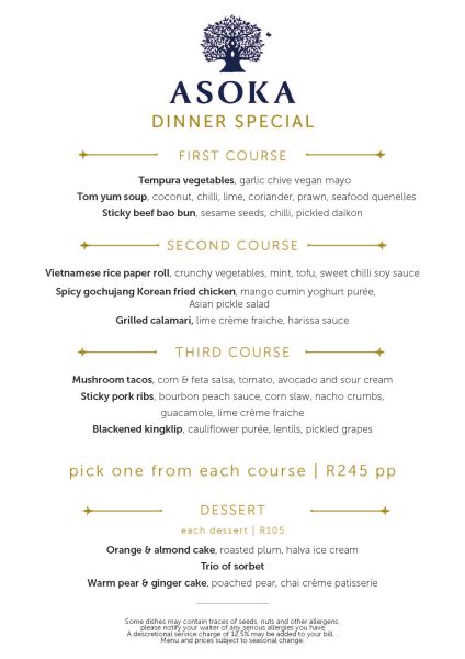 Menu – ASOKA Restaurant, Bar & Lounge
