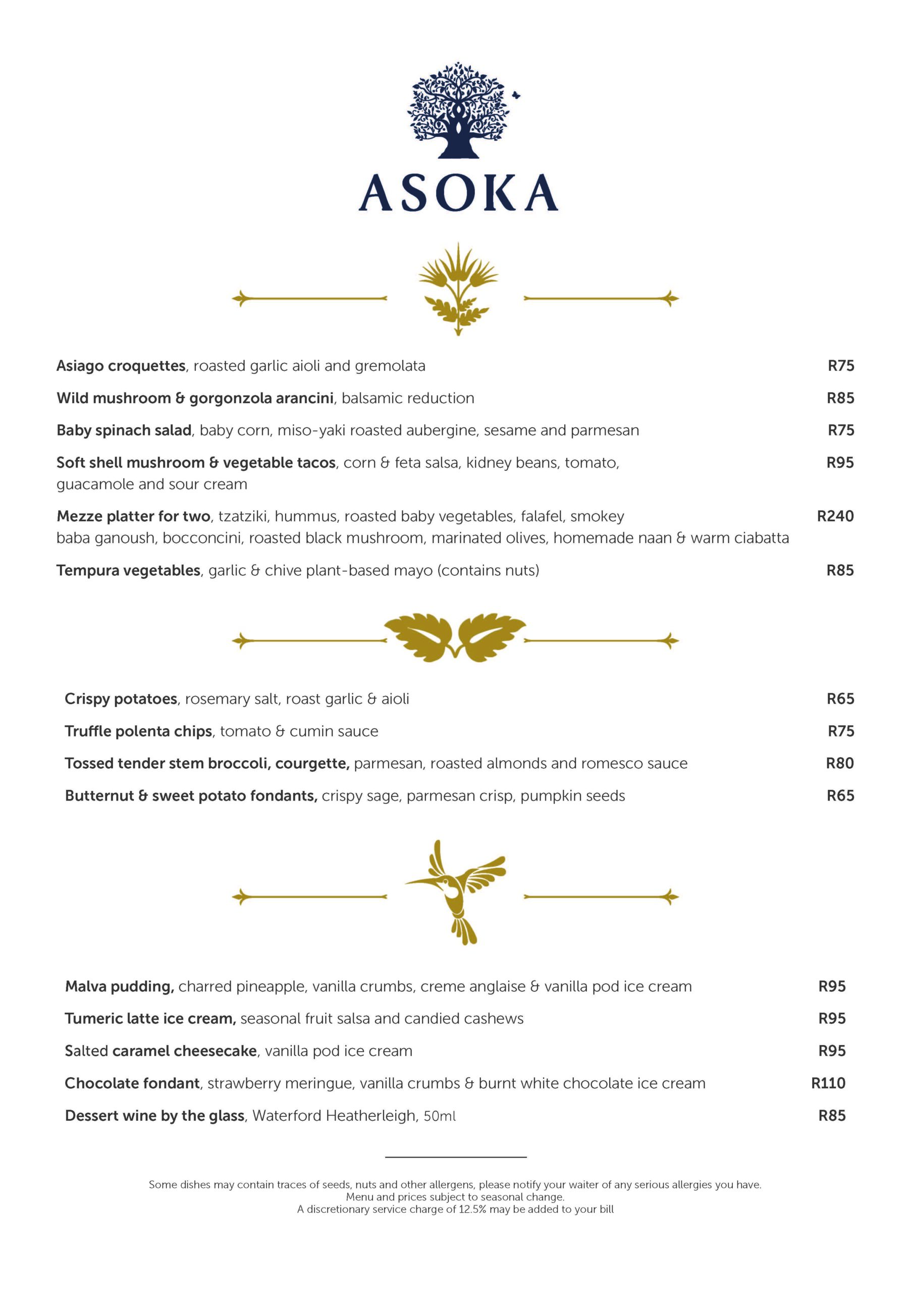 Menu – ASOKA Restaurant, Bar & Lounge