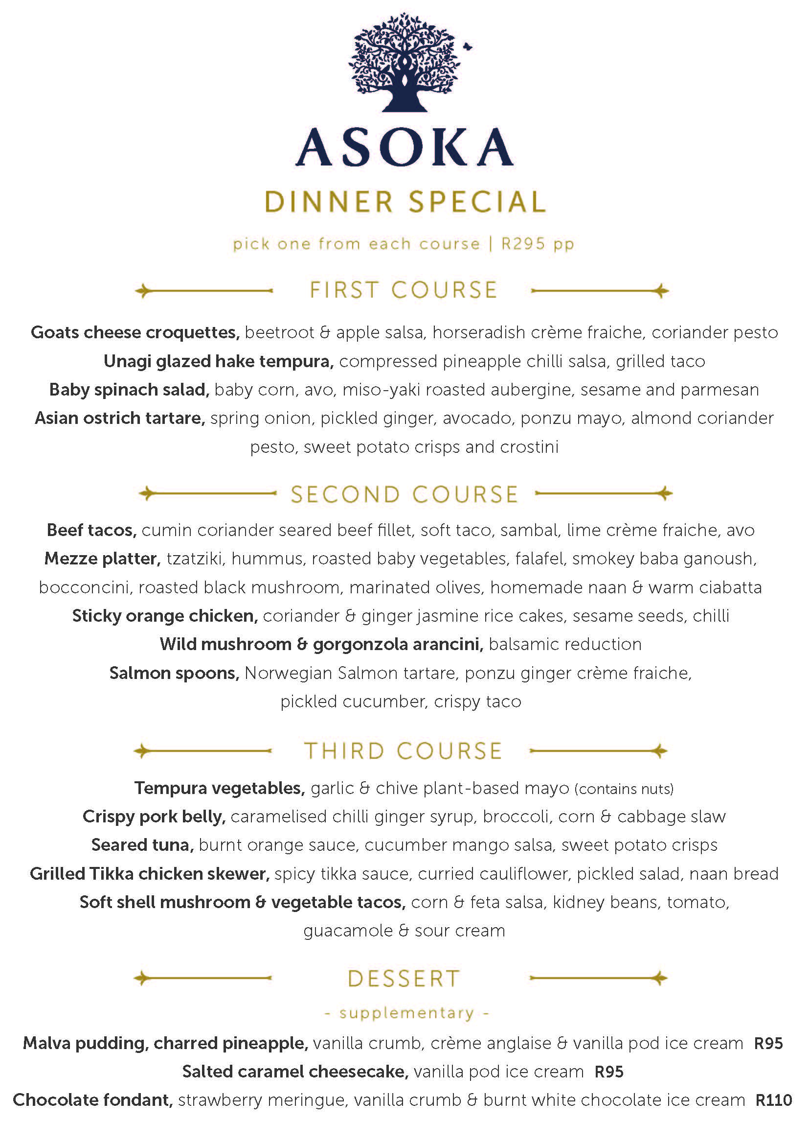 Menu – ASOKA Restaurant, Bar & Lounge